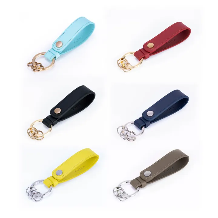 FOLIO: Key Ring พวงกุญแจหนังแท้ กุญแจบ้าน กุญแจรถ ห้อยกระเป๋า มี 6 สี ...