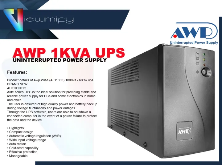 AWP 1KVA/600W UPS (Uninterrupted Power Supply) Viewmify PH | Lazada PH