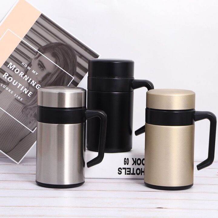Cangkir Stainless Steel dengan Saringan 450ml Tahan Panas dan Dingin ...