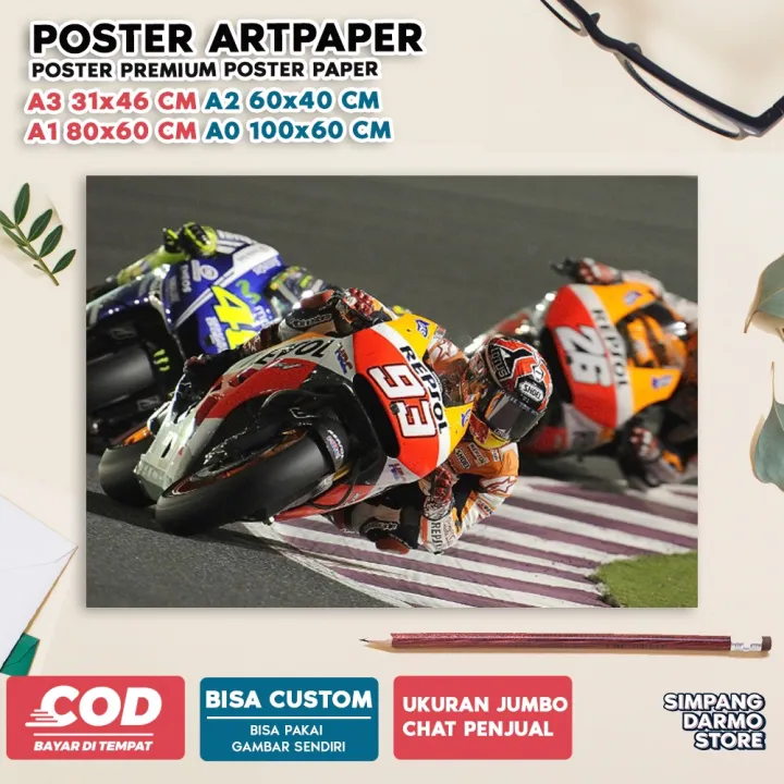 Poster MotoGP Tema Balap Racing Motor Grand Pix Valentino Rossi VR46 ...