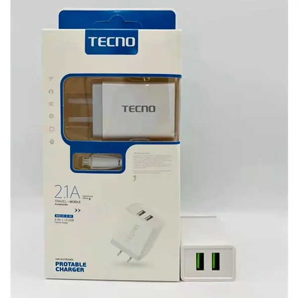 Tecno 2.1A Fast Charger Android 2USB Charger | Lazada PH