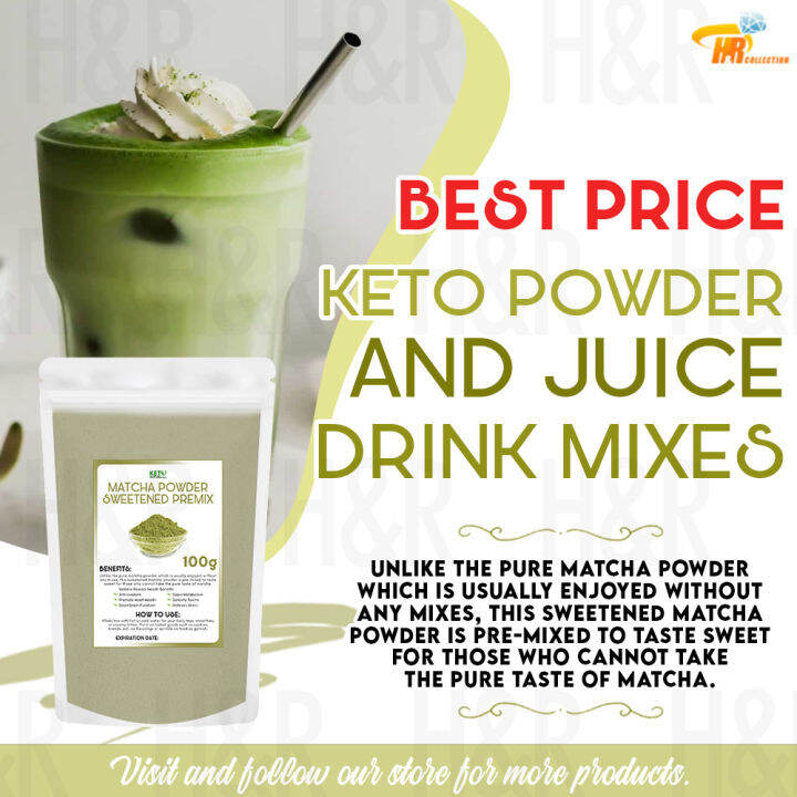 Matcha Powder SWEETENED PREMIX 100g, Body Detox, Antioxidant, Boost ...