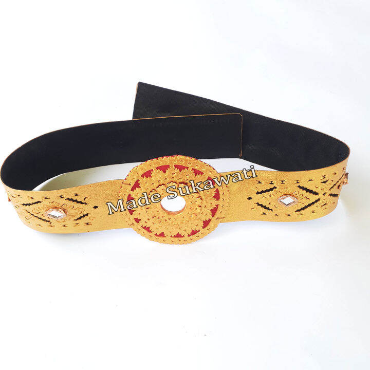 Sabuk Pending Kulit Ikat Pinggang tari bali hitam gold | Lazada Indonesia
