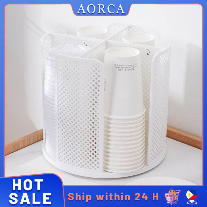 Desktop Rotating Grid Paper Cup Holder Cosmetics Rack Seasoning Rack ...
