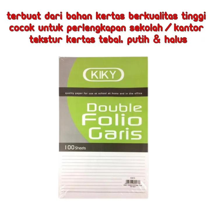 Kertas Double Folio Bergaris 100 lembar KIKY - Kertas Folio Kertas ...