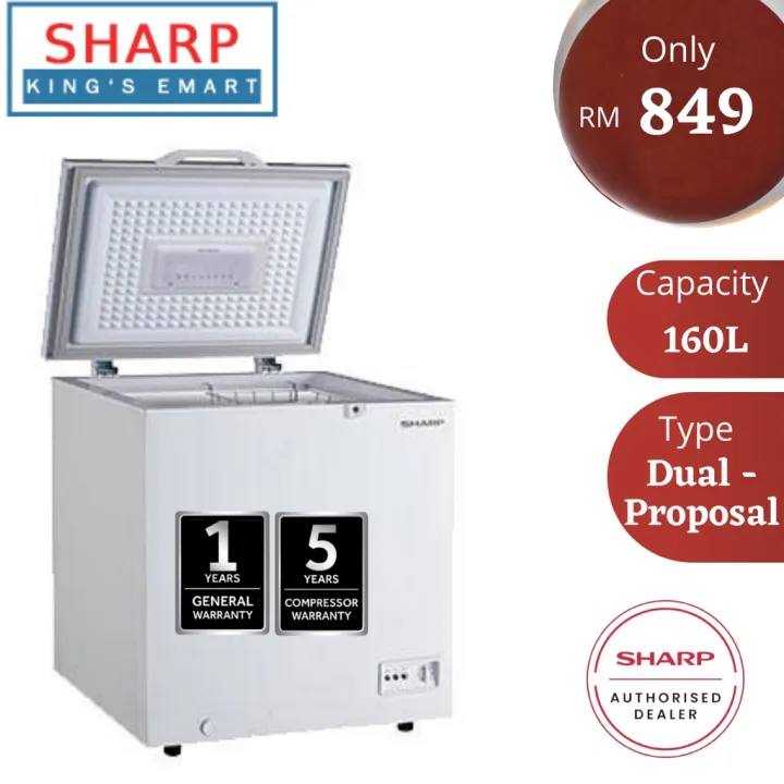 Sharp 160L Chest Freezer SJC168 LED Energy Saving Refrigerator Dual ...