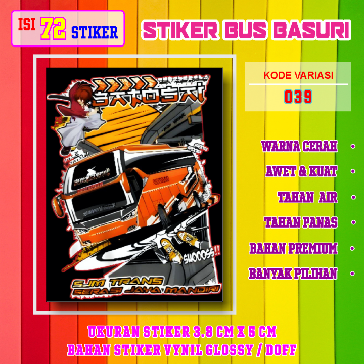 stiker bus basuri BATOSAI [039] isi 72 pcs warna cerah awet jelas MURAH ...