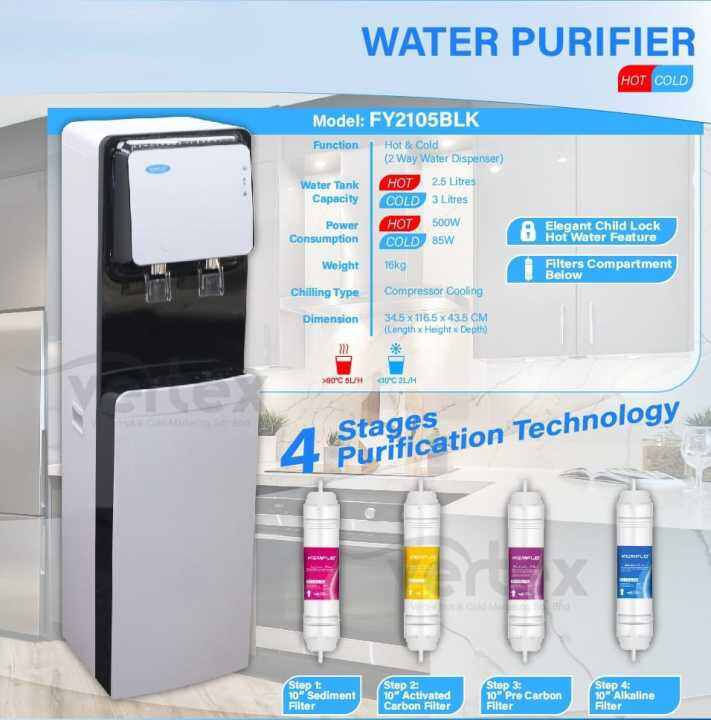 WATER PURIFIERS HOT/COLD WATER WITH 4 STAGE OF PURIFICATION TECHNOLOGY ...