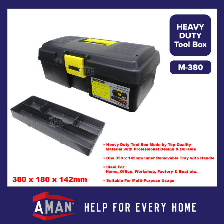 AMAN Heavy Duty Hard Plastic Multi Purpose Tool Box Toolbox Storage Box Hardware Kotak Alatan ...
