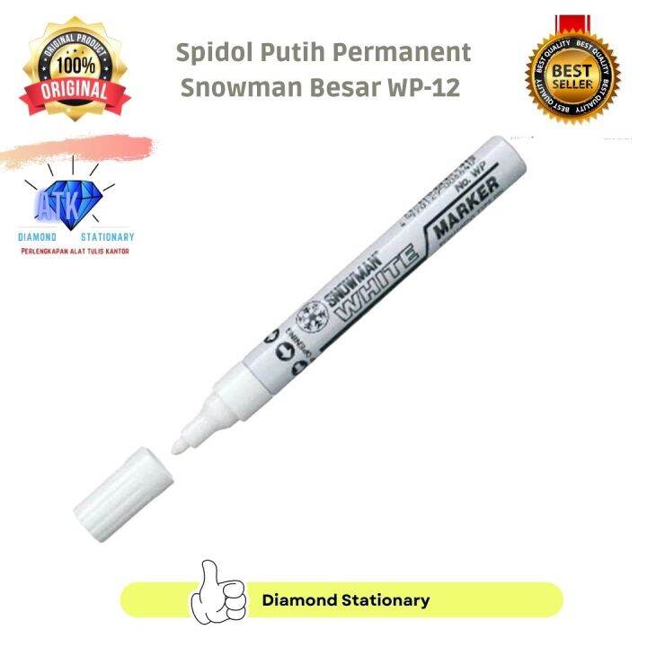 Spidol Putih Permanent Snowman Besar WP-12 | Lazada Indonesia