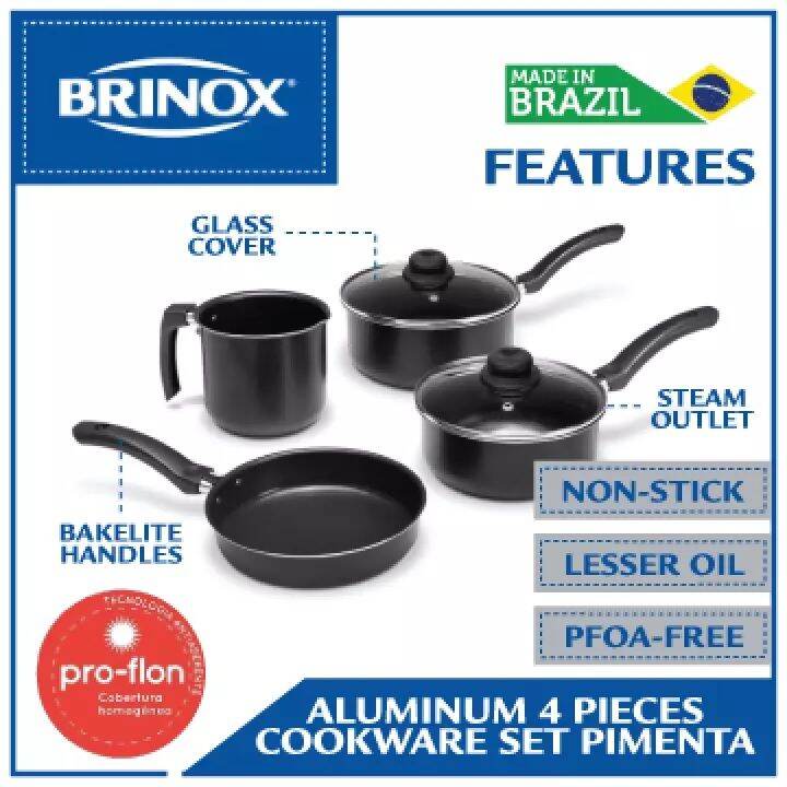 Brinox Pimenta Line- Aluminum 4 PC Cookware Set in Black | Lazada PH