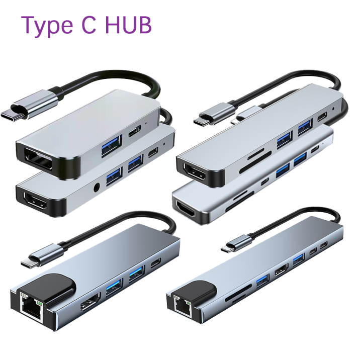 Type C HUB USB HUB USB C HUB Type C docking station Multiple function HUB HUB with RJ45/VGA/HDMI ...