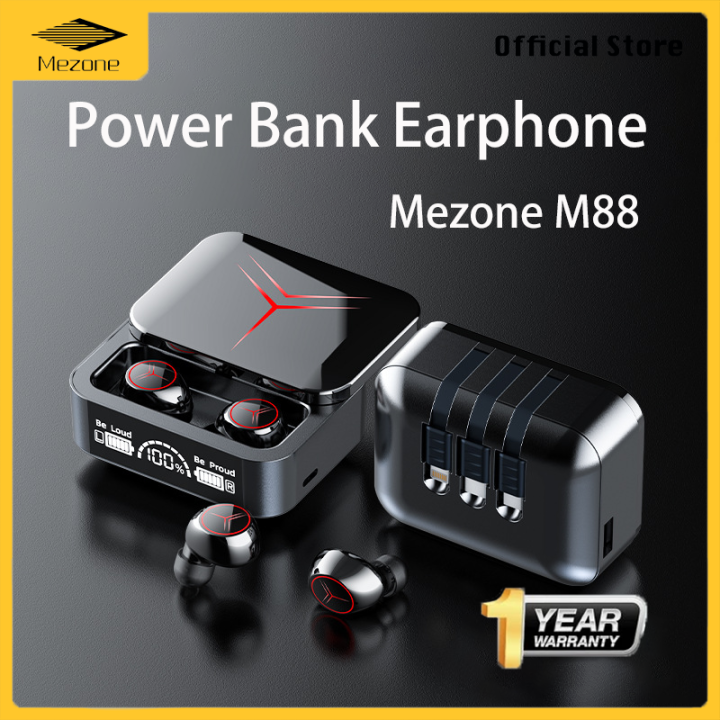 Power Bank Earphones Mezone M88 TWS Bluetooth Earbuds 5.3 Headphones ...