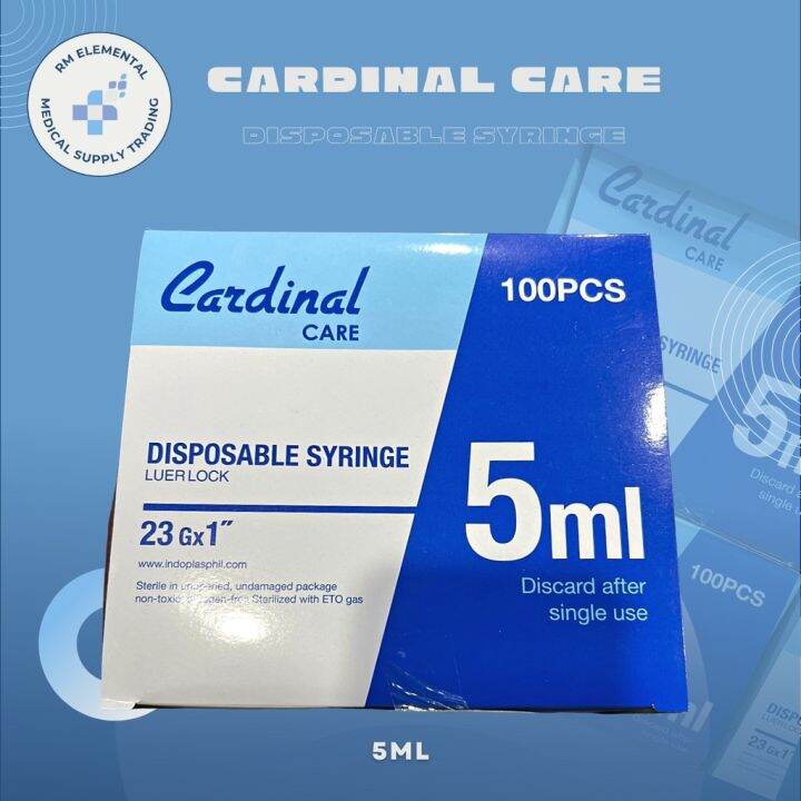 buch Cardinal Care Disposable Syringe 5cc/ml Luer Lock Box of 100 ...