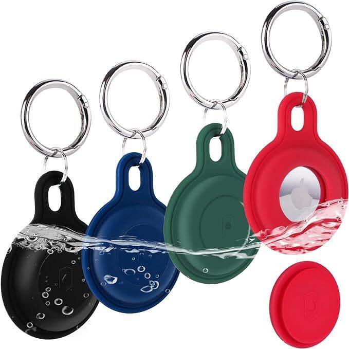 IP68 Waterproof Airtag Holder, Soft Silicone Airtag Keychain Case ...
