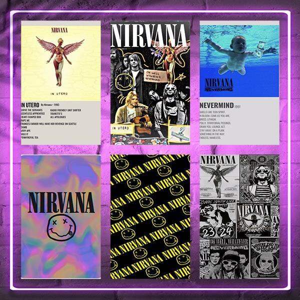 Nirvana Band Coated Aesthetic Retro Poster Minimalist Vintage Room ...