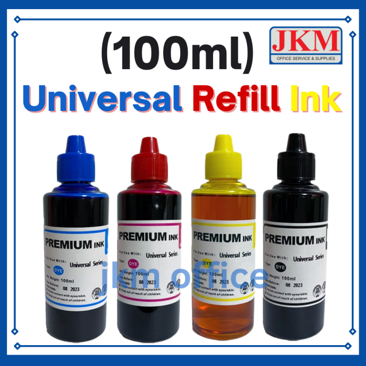 Universal Dye ink Inkjet Printer Refill Ink 100ml Black Cyan Magenta ...