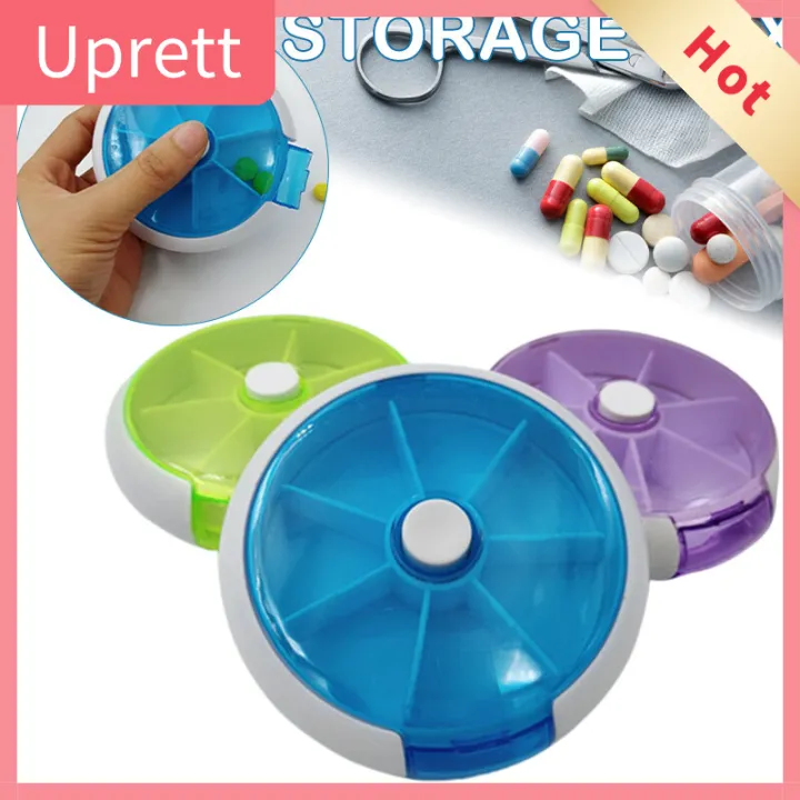 Upretty Travel Pill Organizer Portable 7 Cells Visible Rotating Pill ...