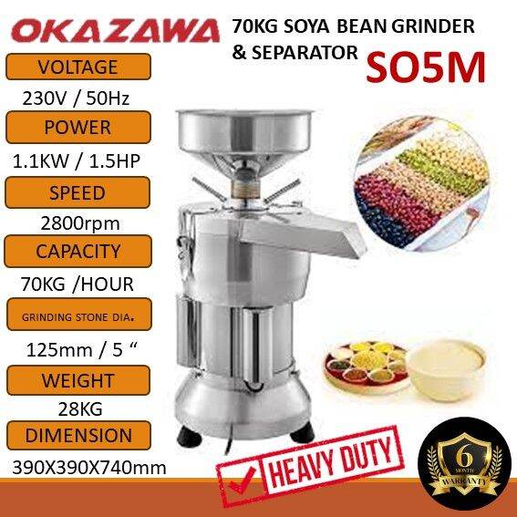 OKAZAWA 30Kg/70Kg Soya Bean Grinder & Separator | Kacang Soya Pengisar Pengasing | 6 Months ...