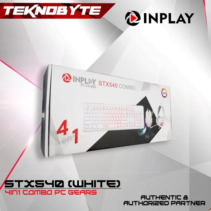 INPLAY STX540 White Combo Gaming Keyboard, Mouse, Headset and gaming ...