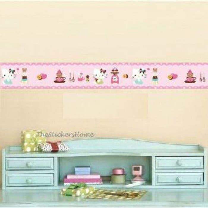 RD 60X90 HK014 HELLO KITTY BORDER LIST WALLSTICKER WAL STIKER WALLPAPER ...
