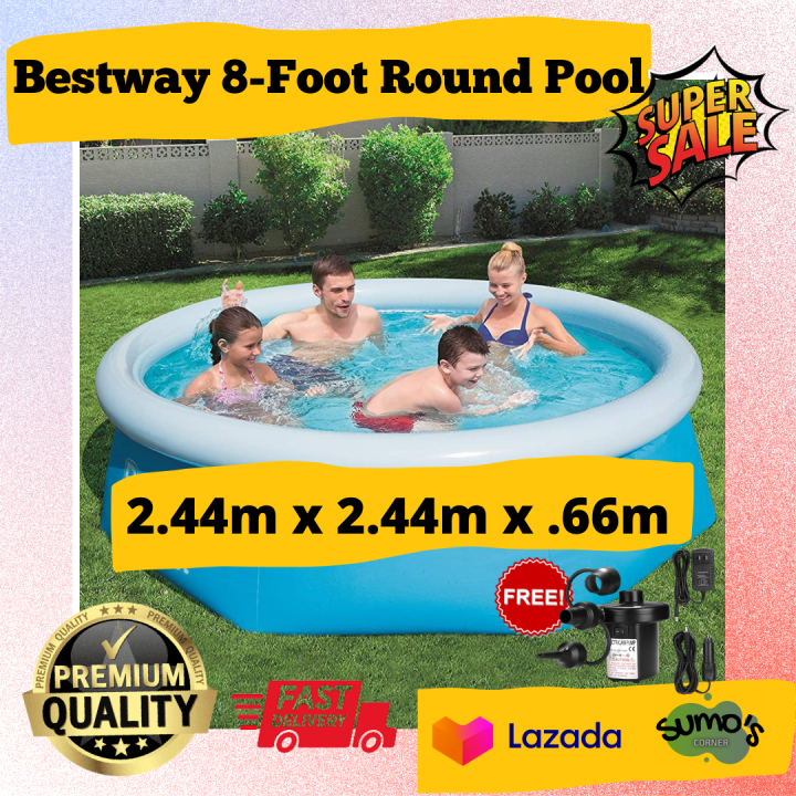 Sumo's 8-Foot Inflatable Round Pool with Free Electric Air Pump / 2.44m ...