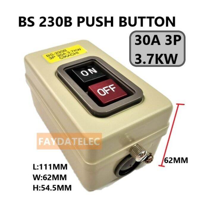 BS230B 3P POWER PUSH BUTTON / SELF LOCKING ON/OFF PUSH BUTTON 7.5kW ...