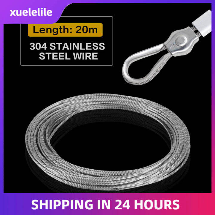 1Pc 20m 304 Stainless Steel Cable Wire Rope Hard Steel Wire for Lifting | Lazada PH