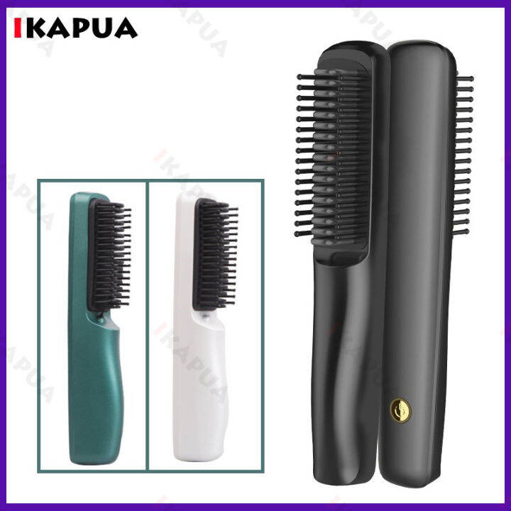 Mini Wirless Hair Straightener Brush Cordless Battery Powered Hair ...
