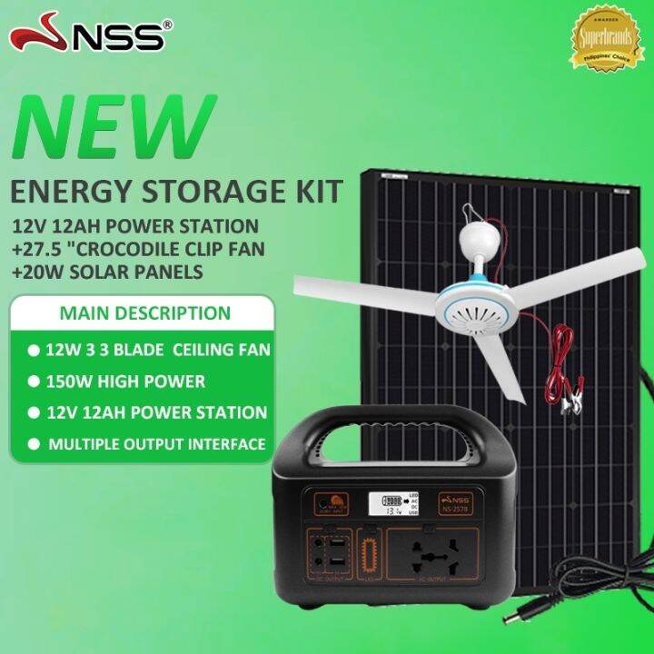 Nss solar power staion and panel with 12V Ceiling fan DC Fan | Lazada PH