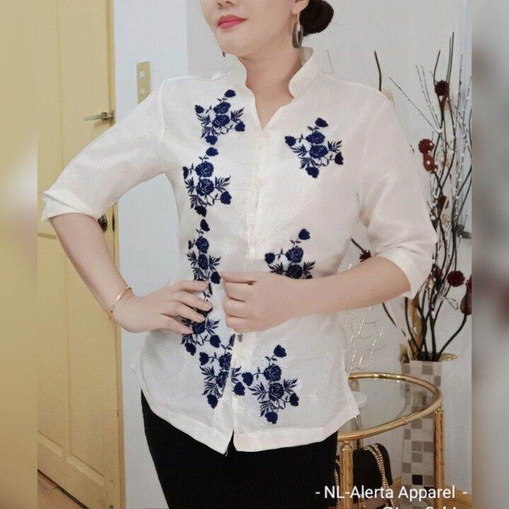 MODERN FILIPINIANA LADY BARONG PURE EMBROIDERED LADY CHINESE BARONG ...