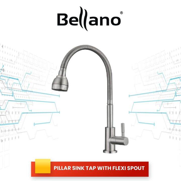 BELLANO Stainless Steel SS304 Flexi PILLAR Sink Tap BLN-1307P-SH | Lazada
