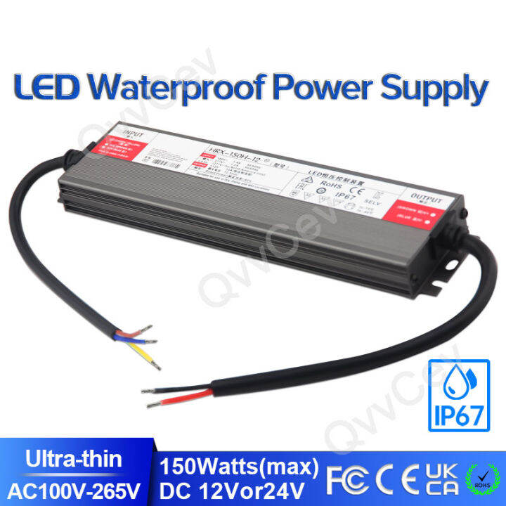 150W LED Driver DC12V DC24V IP67 Waterproof Lighting Transformers for ...
