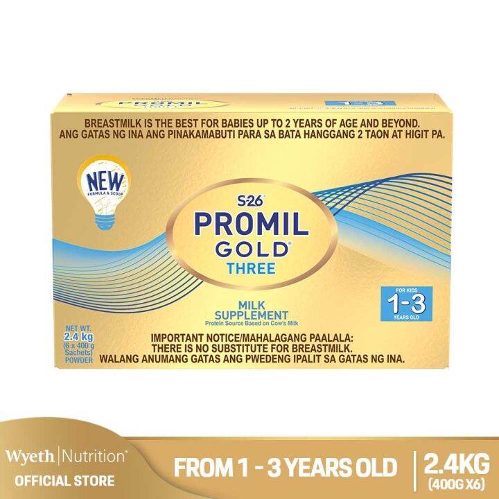 S-26® PROMIL GOLD® THREE Milk Supplement 1-3 Years Old Box 2.4kg ...