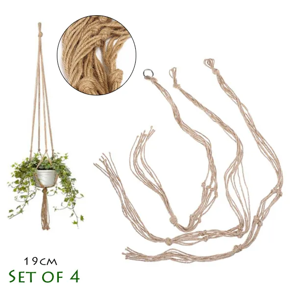 #PLANTROPE (SET of 4) New 19cm Plant Basket Hanger Multipurpose Rope ...