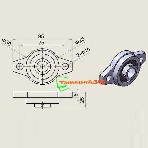 GỐI ĐỠ VÒNG BI DẠNG TRỤC NGANG FL005-25MM | Lazada.vn