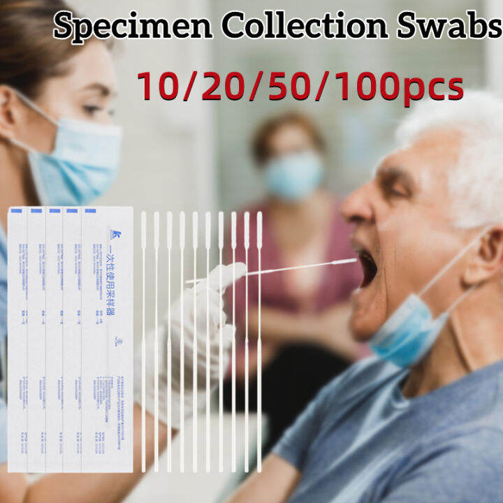 JMYmall 100pcs Specimen Collection Swabs Safe Flocking Swabs Disposable ...
