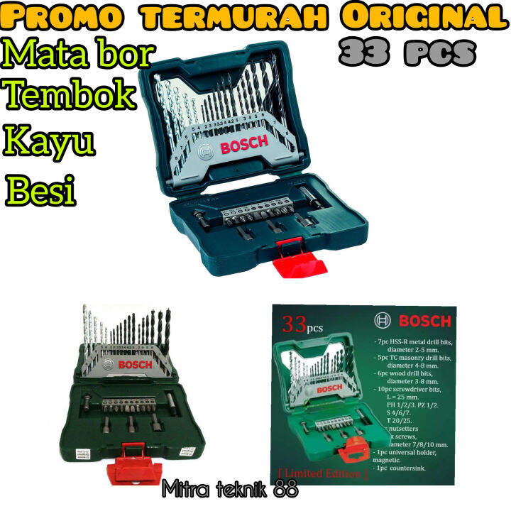 BOSCH MATA BOR X-LINE 33 PIECE PCS MATA BOR SET BESI-KAYU-BETON ...