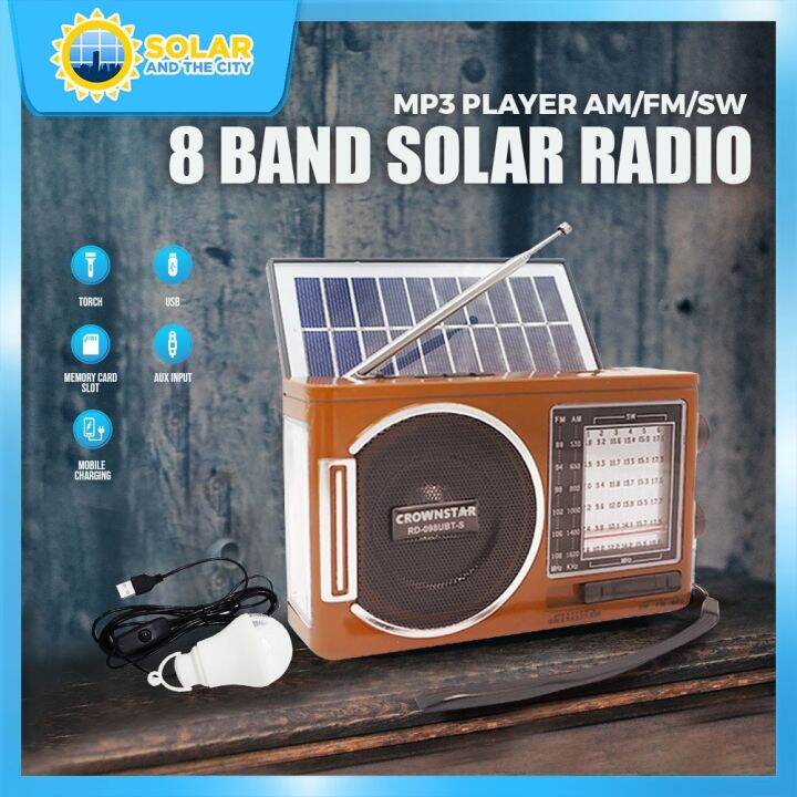 S C Bluetooth AM/FM/SW 8 band Solar Radio with USB/TF with LED Light ...