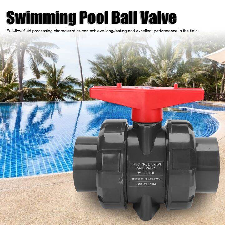 DN50 G2 PVC Double Union Compact Ball Valve for Swimming Pool Aquarium ...