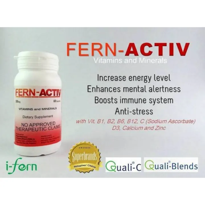 FERN-ACTIVE Vitamins and Minerals 500 mg 60 capsulestVy | Lazada PH