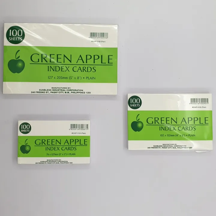 Green Apple Index Card (Plain White) (100 Sheets) | Lazada PH