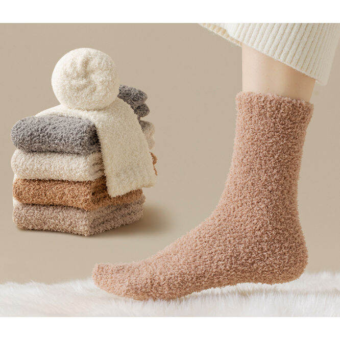 ʕっ•ᴥ•ʔっSimpleday.bkk ถุงเท้ากันหนาวไหมพรมผ้านิ่ม | Lazada.co.th