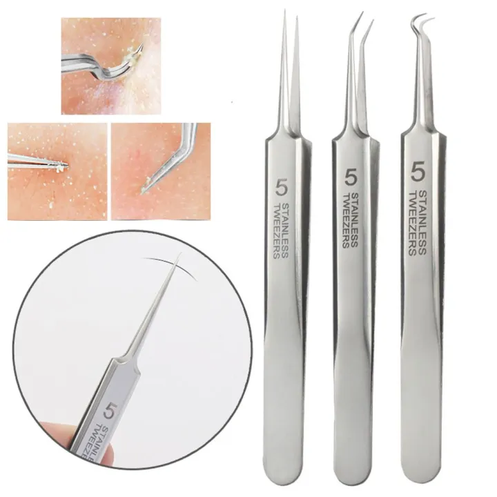 【COD&Ready Stock】Stainless Steel Pimples Blackhead Clip Tweezers Beauty Salon Special Scraping ...