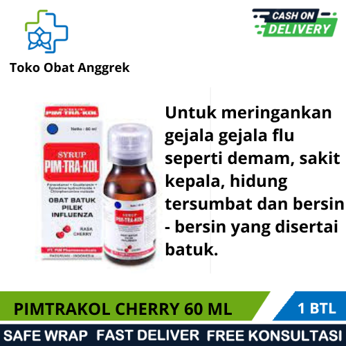 PIMTRAKOL SIRUP/CHERRY/60ML/OBAT BATUK FLU/MEMBANTU MEREDAKAN SAKIT ...