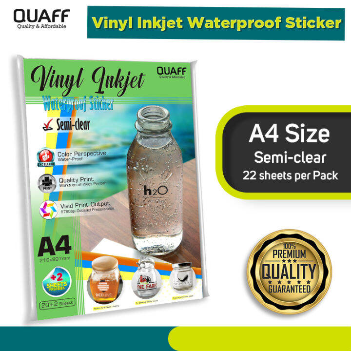 【Quali-Products】QUAFF Waterproof Semi-clear Transparent Sticker A4 Size ...