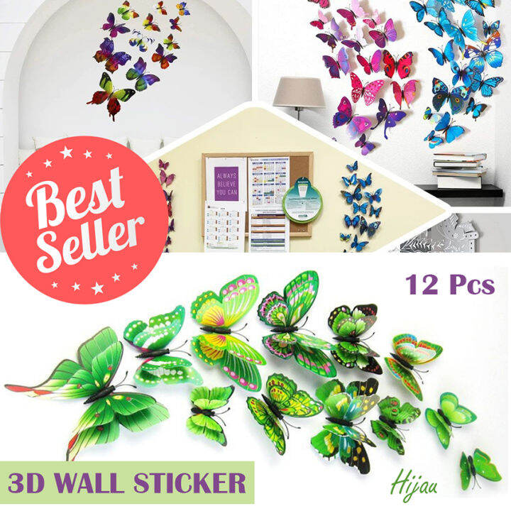 3D Wall Sticker Hiasan Dinding Kupu-Kupu Isabel Stiker Hias Butterfly ...