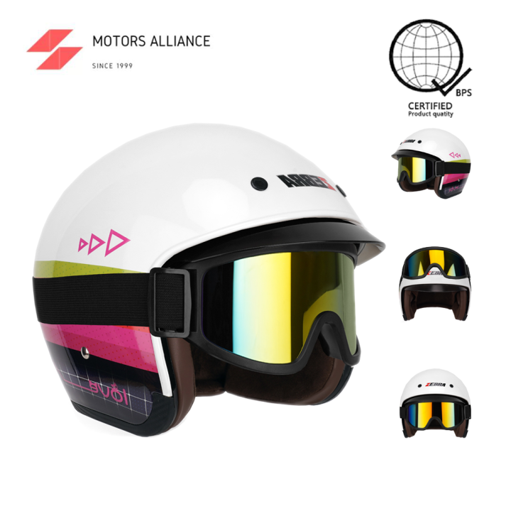 Motors Alliance Zebra 603 half face helmet men Open Face Motorcycle ...