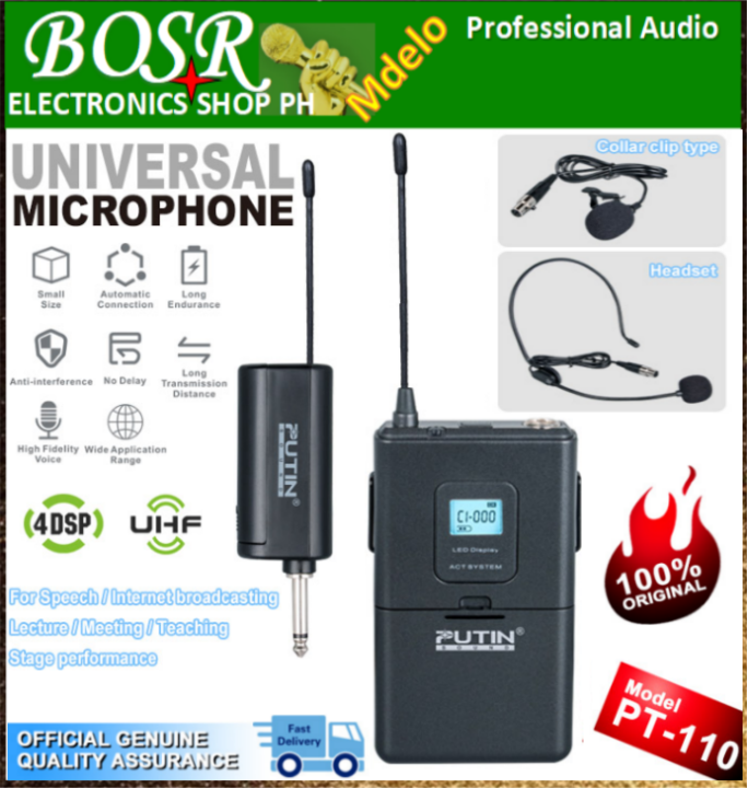 PUTIN SOUND PT-110 Universal wireless microphone UHF Bodypack headset ...