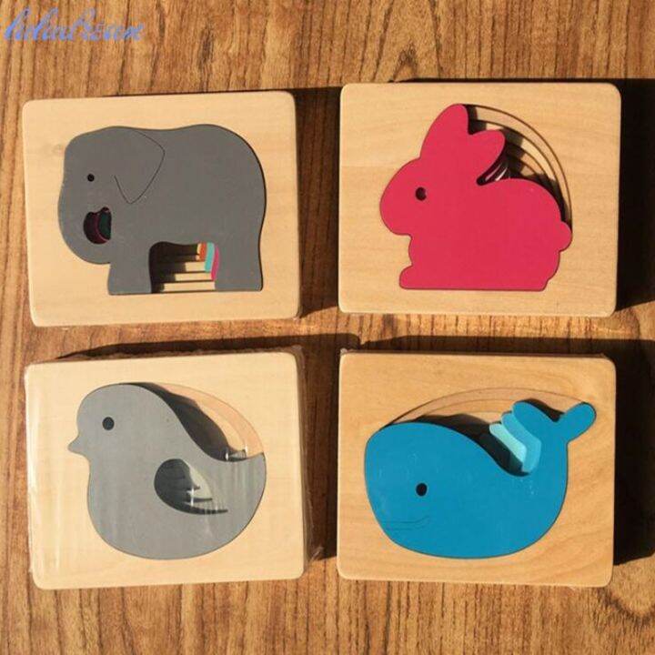 montessori sensorial Children Toys Animal Carton 3D Puzzle Multilayer ...